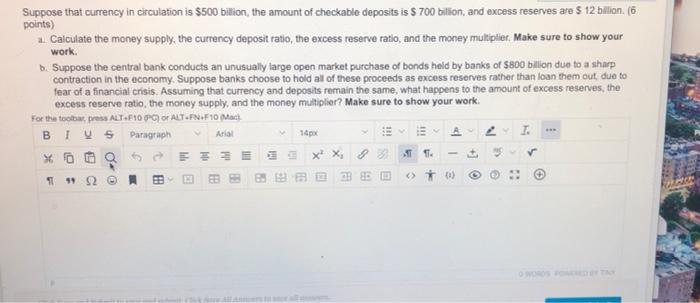 Solved Suppose that currency in circulation is $500 billion, | Chegg.com