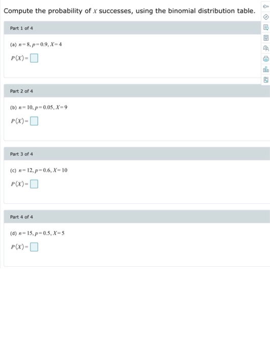 Solved Compute the probability of x successes, using the | Chegg.com