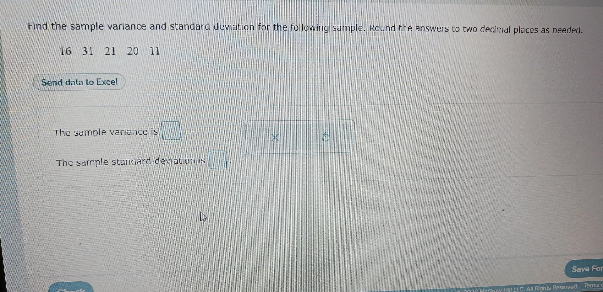 Solved Find the sample variance and standard deviation for | Chegg.com