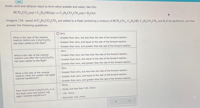 Solved Acetic acid and ethanol react to form ethyl acetate | Chegg.com