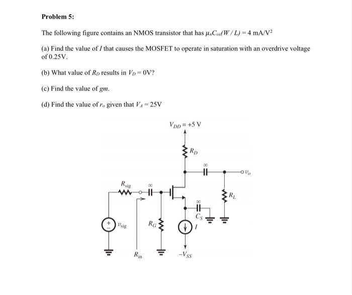 Solved Problem 5: The following figure contains an NMOS | Chegg.com