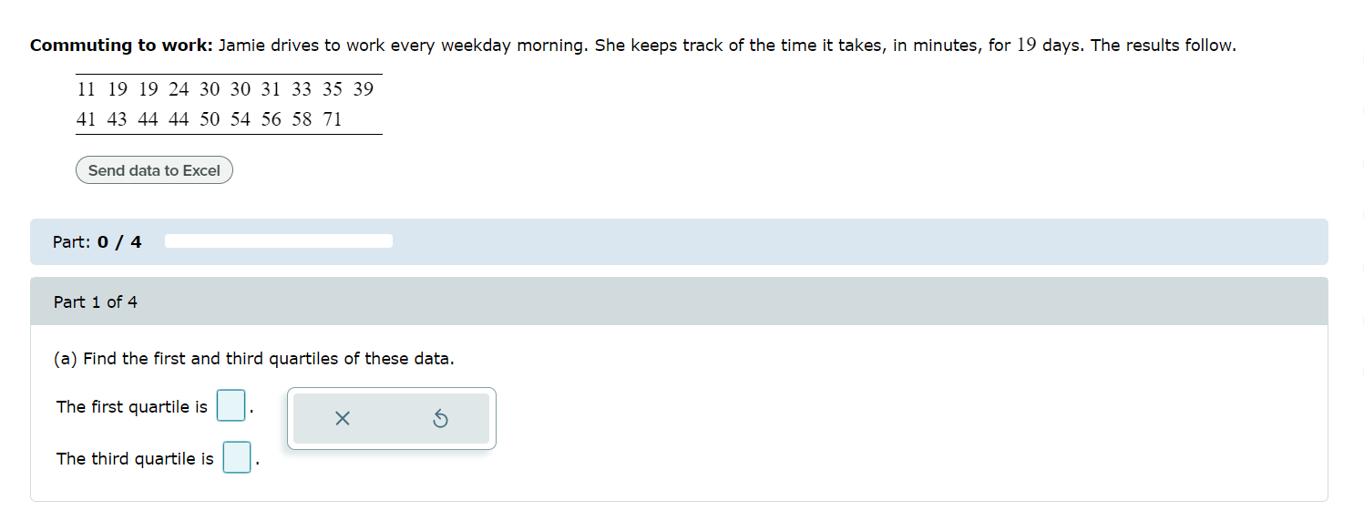 Solved Commuting to work: Jamie drives to work every weekday | Chegg.com