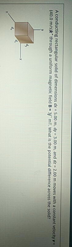 Solved A conducting rectangular solid of dimensions dx = | Chegg.com