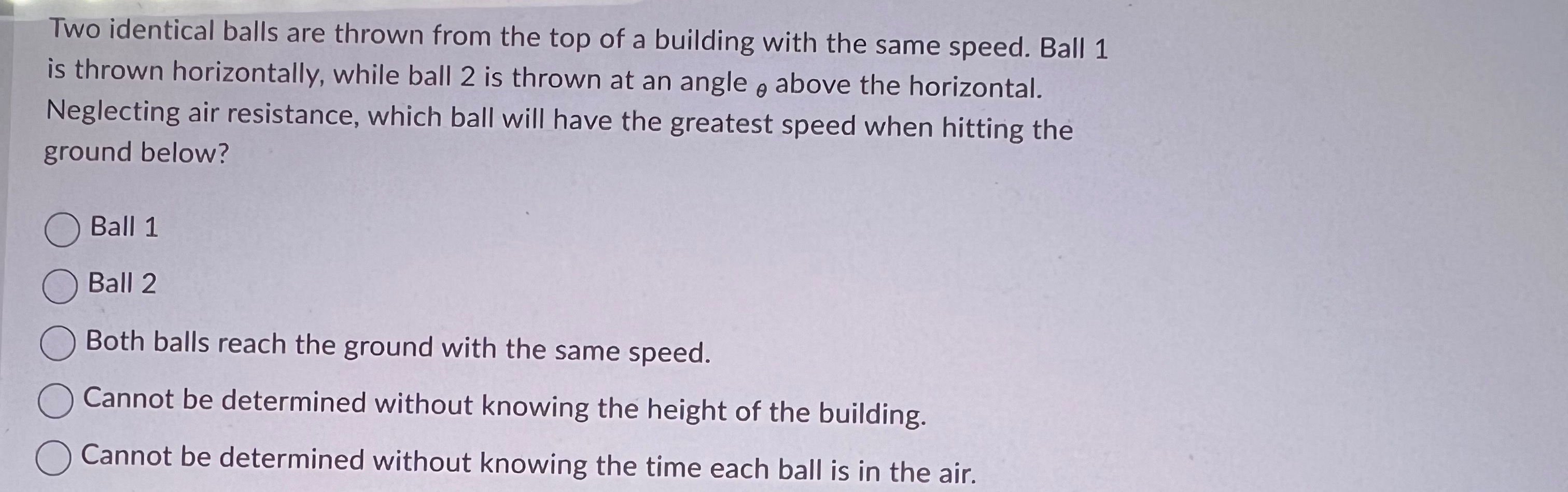 Solved Two identical balls are thrown from the top of a | Chegg.com