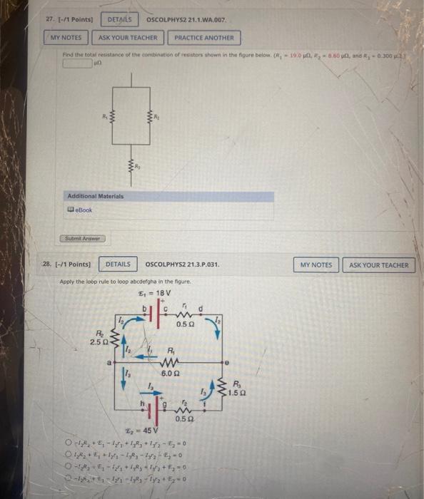 Solved in [-11 Points] OSCOLPHYS2 21,3.P.031. Apply the loop | Chegg.com