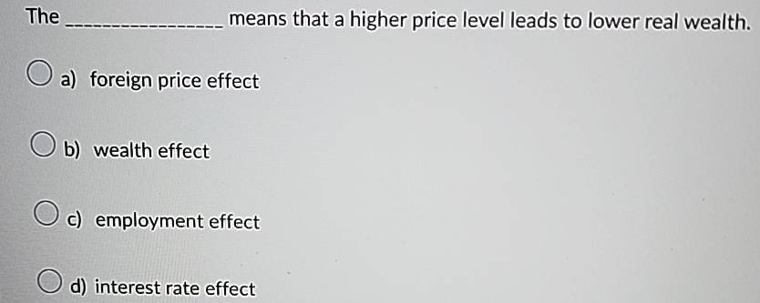Solved The means that a higher price level leads to lower | Chegg.com