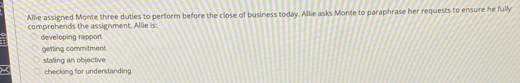 Solved Allie assigned Monte three duties to perform before | Chegg.com