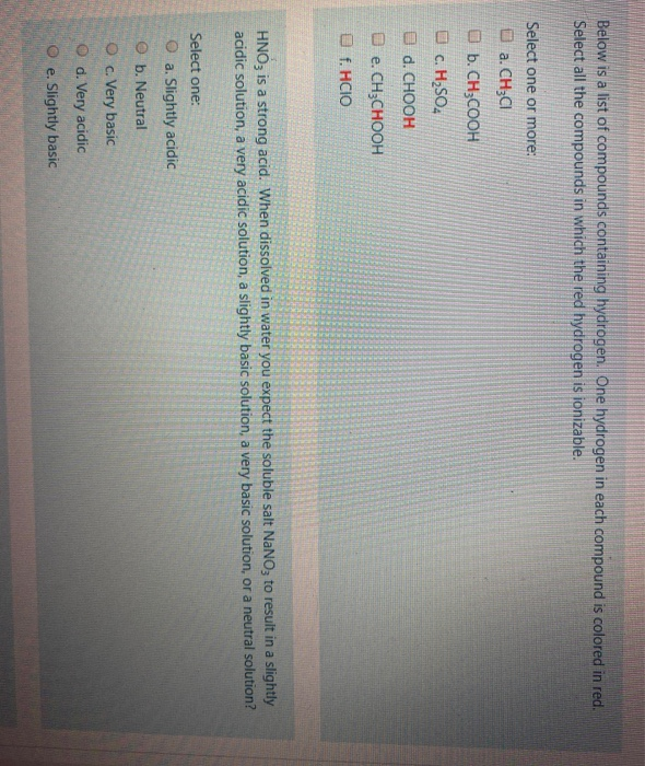 Solved Below is a list of compounds containing hydrogen. One | Chegg.com