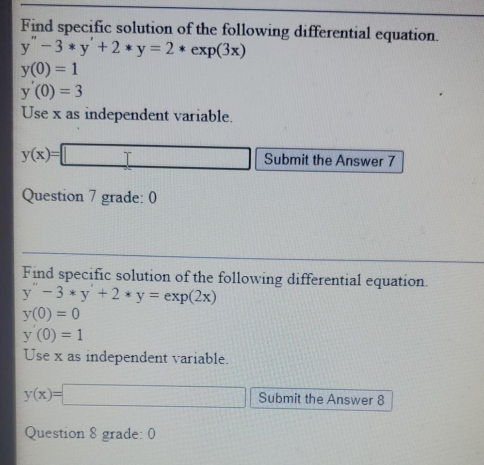 Solved Find specific solution of the following differential | Chegg.com