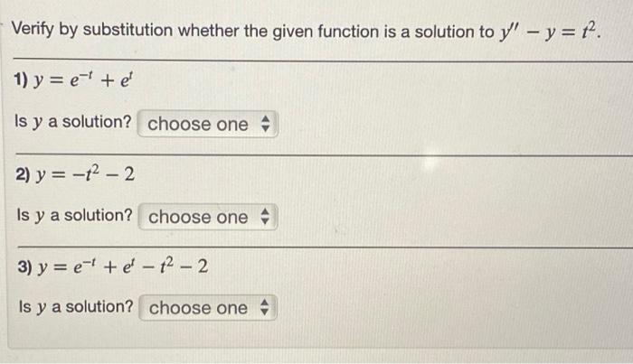 Solved Verify by substitution whether the given function is | Chegg.com