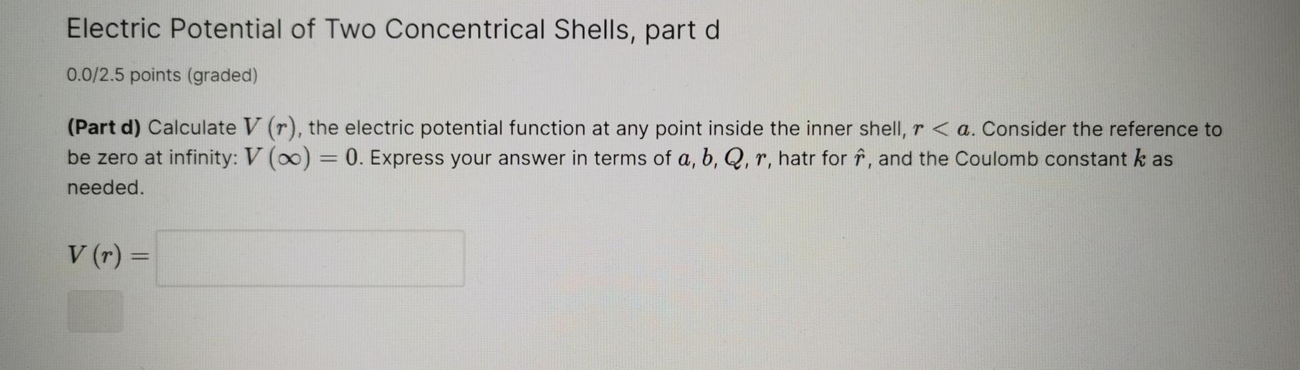 Solved -20 +Q a b Spherical Concentric Shells Consider two | Chegg.com