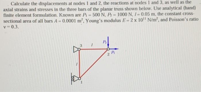 Solved Calculate the displacements at nodes 1 and 2 , the | Chegg.com