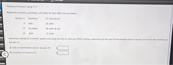 Solved Perpetual Inventory Using FIFO Beginning inventory, | Chegg.com
