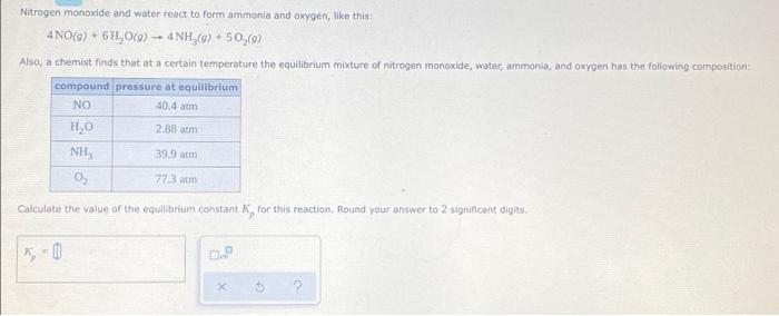 Solved Nitrogen monoxide and water react to form ammonia and | Chegg.com