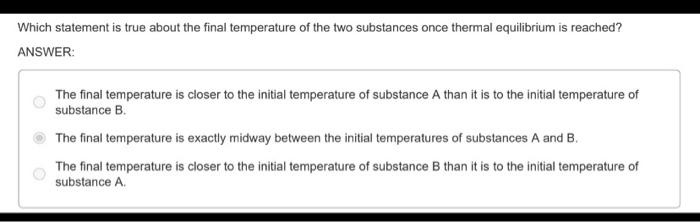 Solved Which statement is true about the final temperature | Chegg.com
