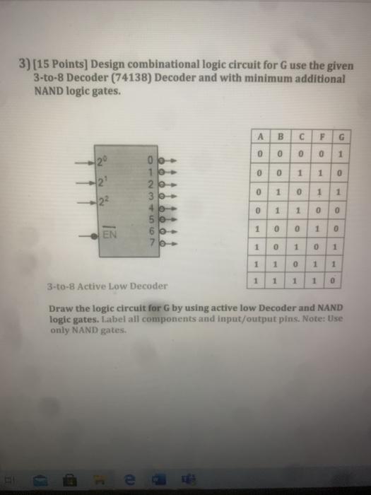 Solved 3)[15 Points] Design combinational logic circuit for | Chegg.com