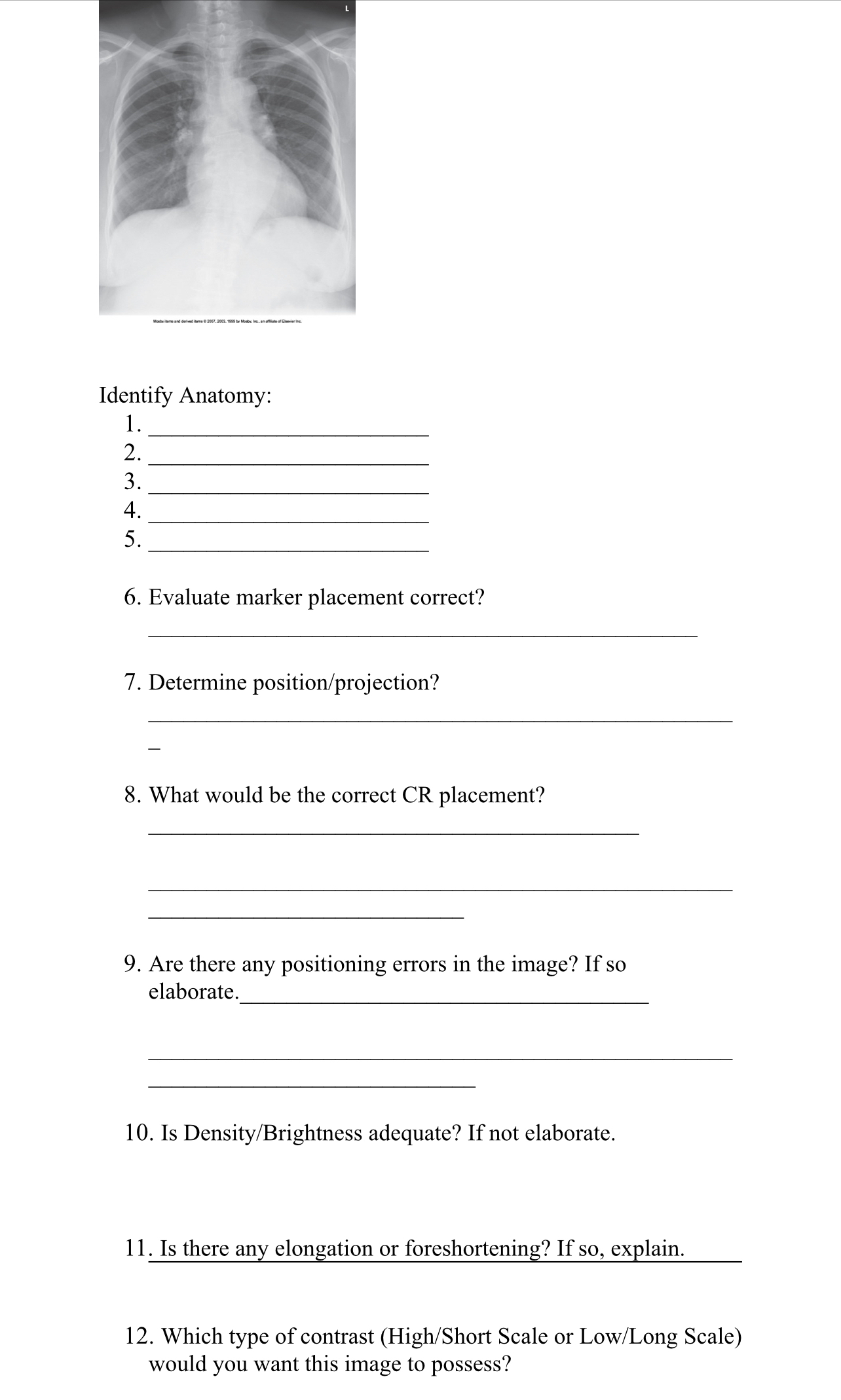 Identify Anatomy:1 .2 .5 .Evaluate marker placement | Chegg.com