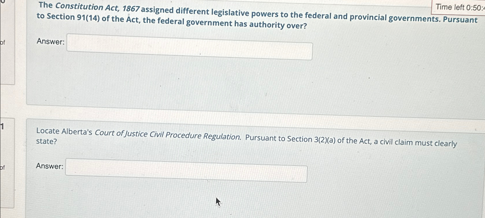 Solved The Constitution Act, 1867 ﻿assigned different | Chegg.com