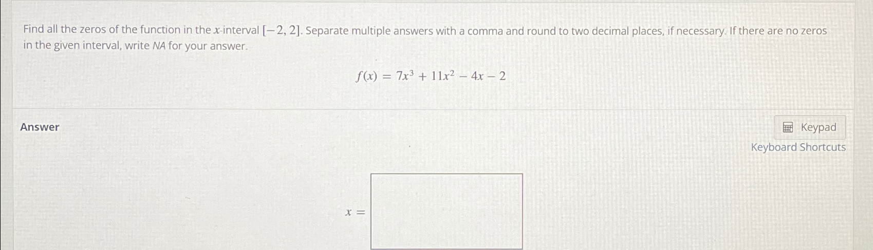 Solved Find all the zeros of the function in the x-interval | Chegg.com