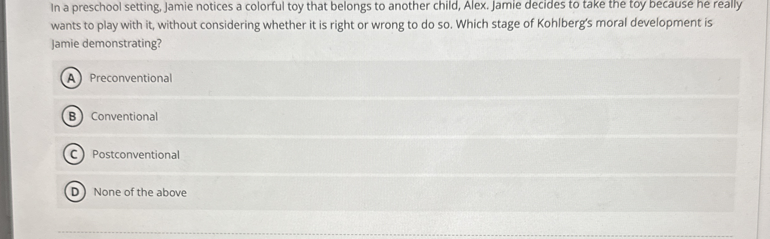 Solved In a preschool setting, Jamie notices a colorful toy | Chegg.com