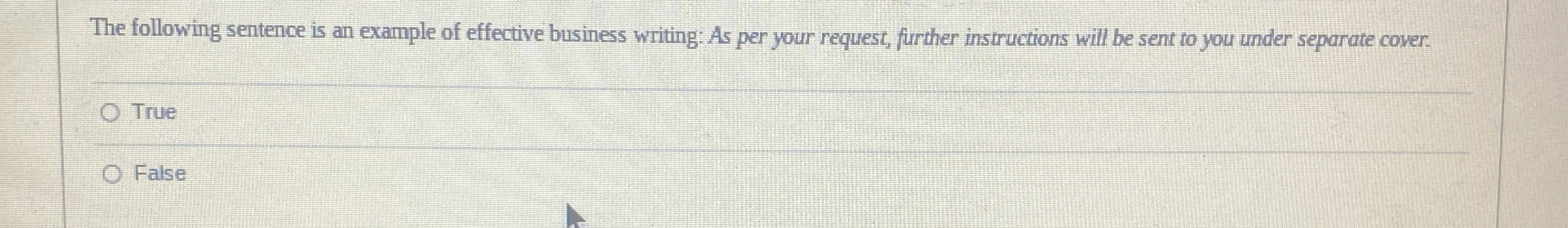 Solved The following sentence is an example of effective | Chegg.com