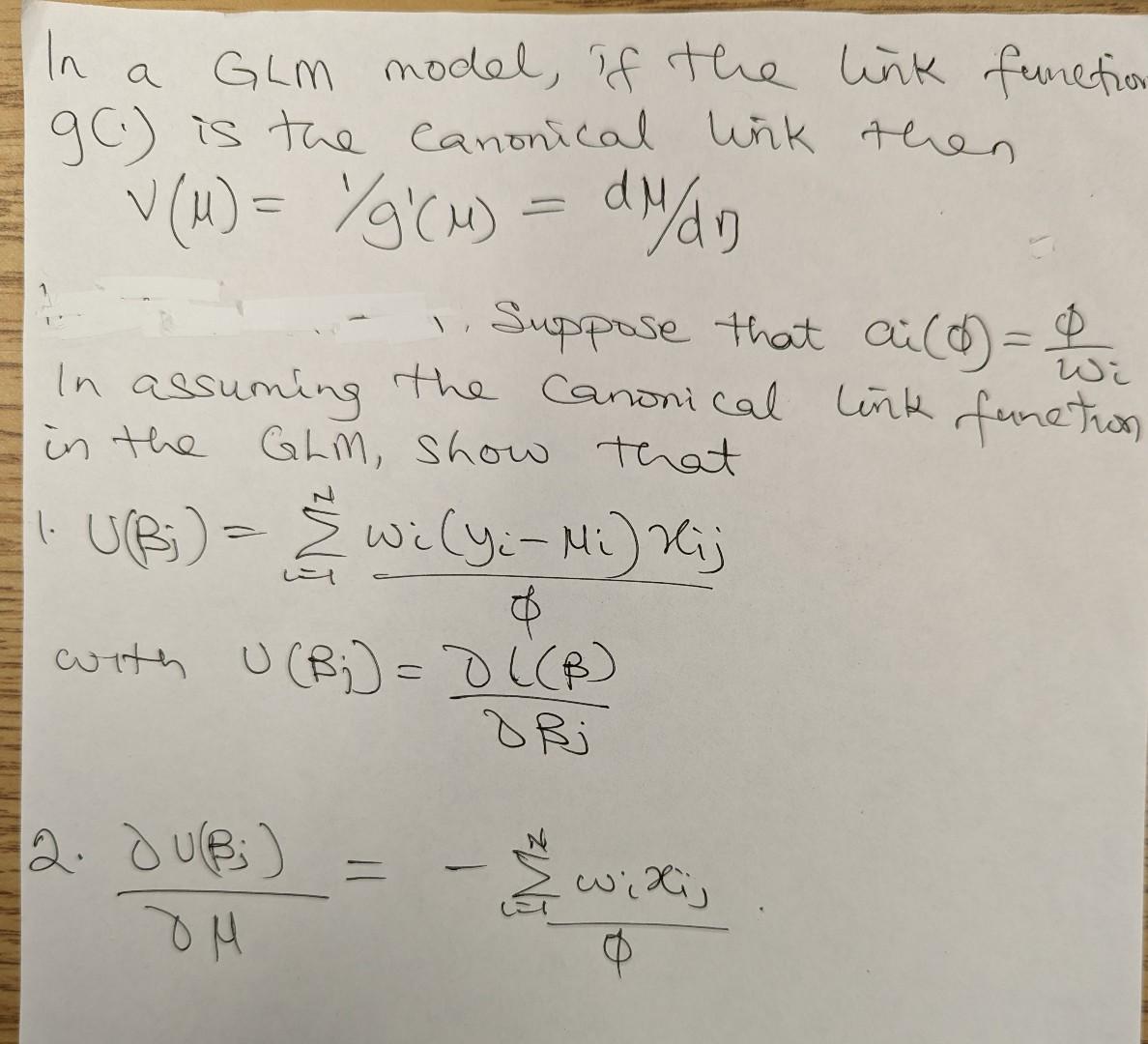 Solved In a GLM model, if the link functio g(.) is the | Chegg.com