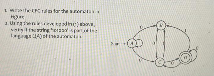 1. Write the CFG rules for the automaton in Figure. | Chegg.com