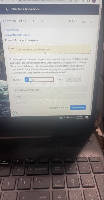 Solved A two-ntage rocket mover in space at a tinstant | Chegg.com