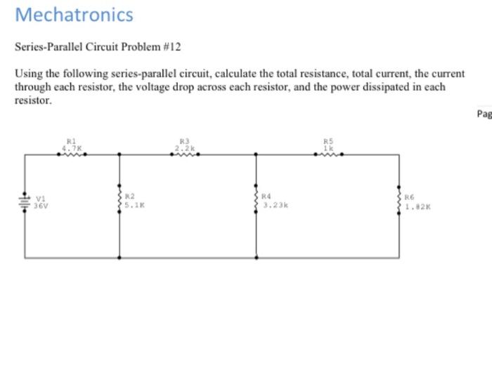 Solved Mechatronics Series-Parallel Circuit Problem #12 | Chegg.com