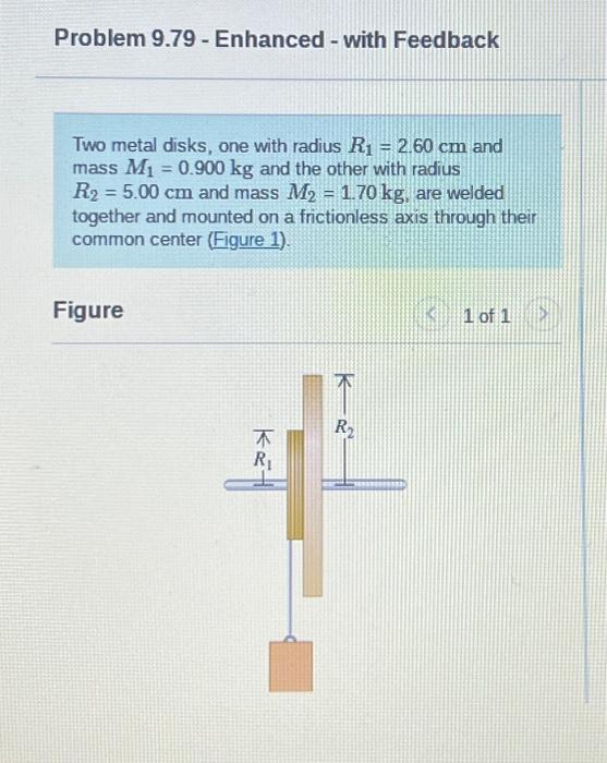 Solved Two metal disks, one with radius R1=2.60 cm and mass | Chegg.com