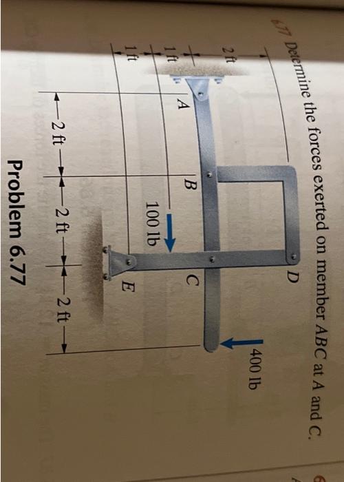 Solved the forces exerted on member ABC at A and C. | Chegg.com