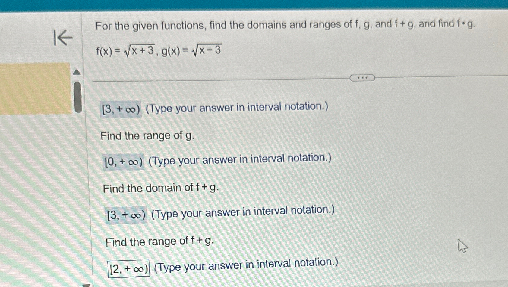 Solved For the given functions, find the domains and ranges | Chegg.com
