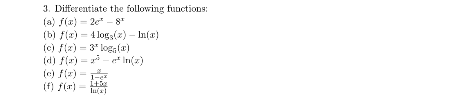 Solved Differentiate the following | Chegg.com