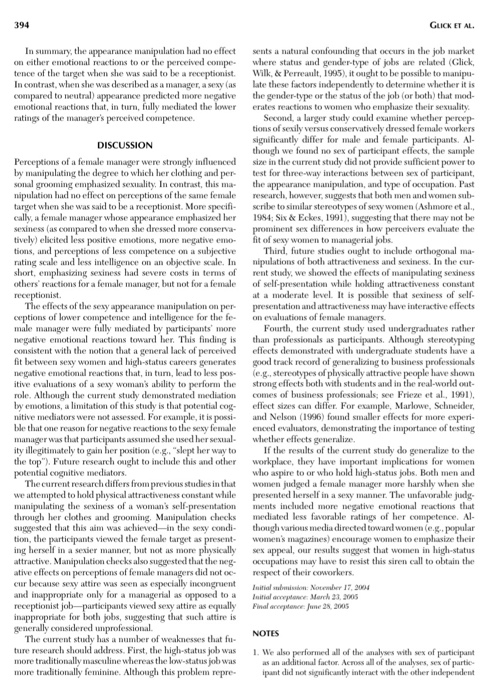 EVALUATIONS OF SEXY WOMEN IN LOW-AND HIGH-STATUS JOBS | Chegg.com