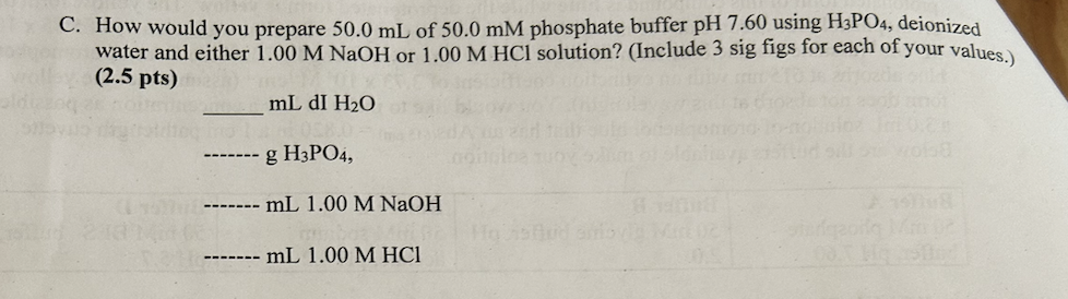 Solved How would you prepare 50.0 ﻿mL of 50.0 ﻿mM phosphate | Chegg.com