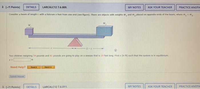 Solved Consider a beam of length L with a fulcrum x feet | Chegg.com