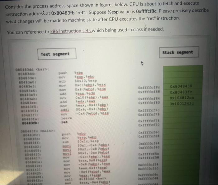 Consider the process address space shown in figures | Chegg.com