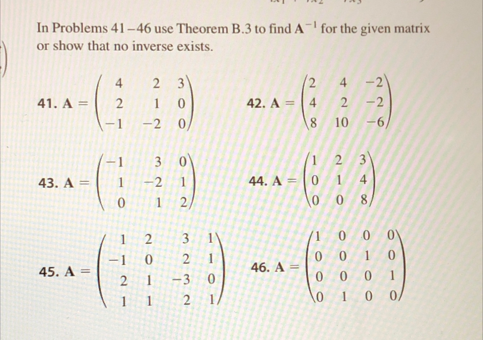 Solved In Problems 41-46 ﻿use Theorem B. 3 ﻿to find A-1 ﻿for | Chegg.com