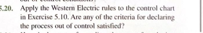 Apply the Western Electric rules to the control chart | Chegg.com
