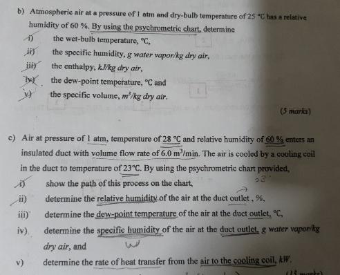 Solved b) ﻿Atmospheric air at a pressure of 1atm and | Chegg.com