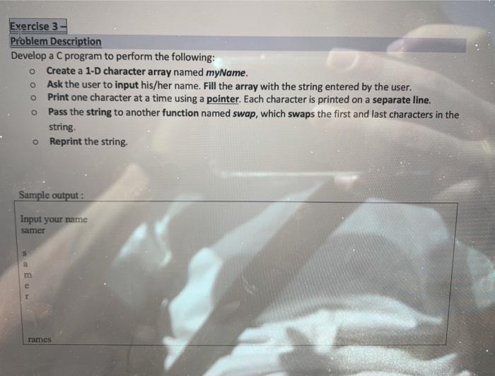 Solved Exercise 3 Problem Description Develop A C Program To 0946