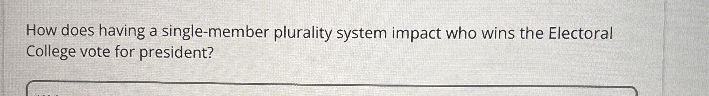 Solved How Does Having A Single Member Plurality System 2690
