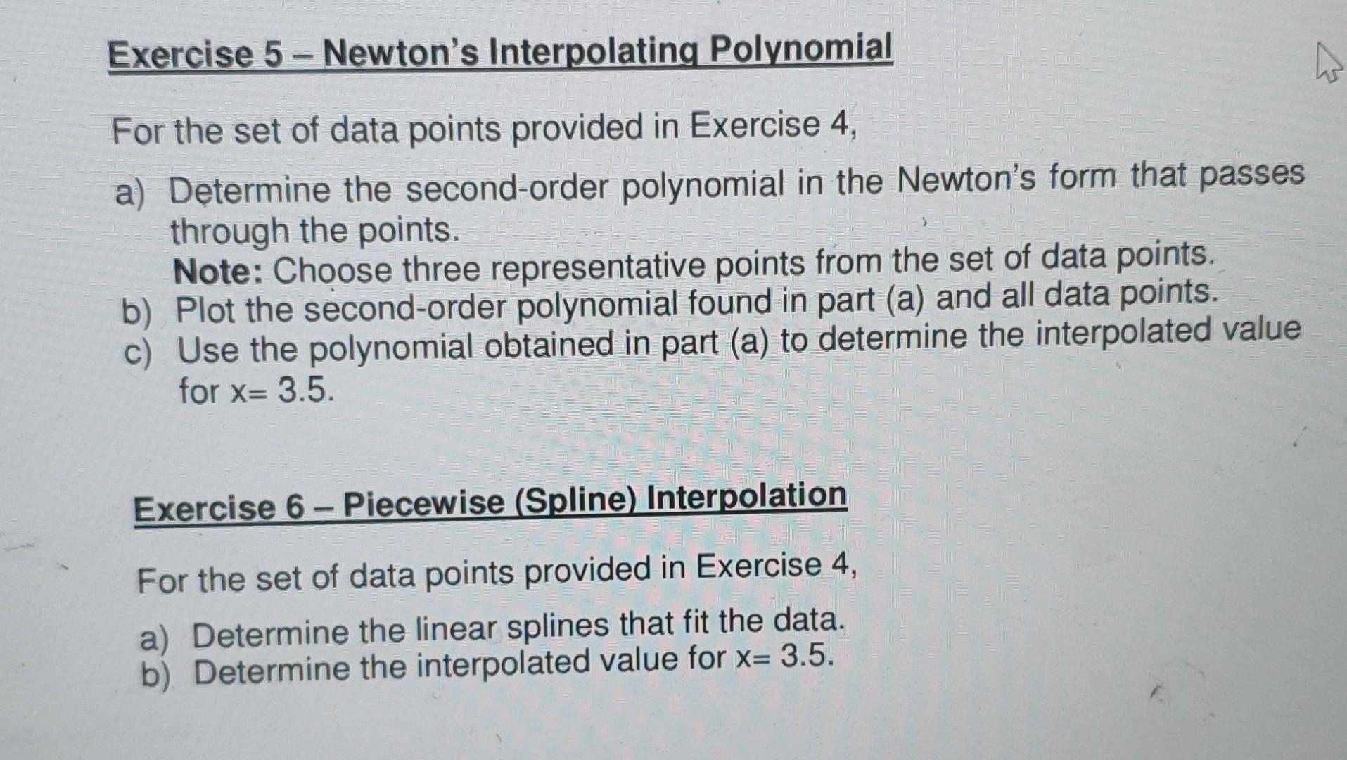 Solved Exercise 5 Newtons Interpolating Polynomial For