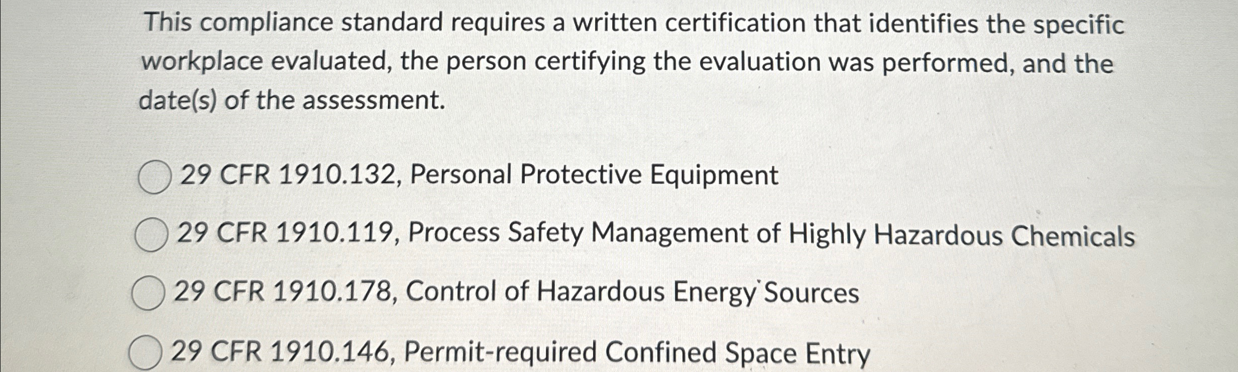 Solved This compliance standard requires a written | Chegg.com