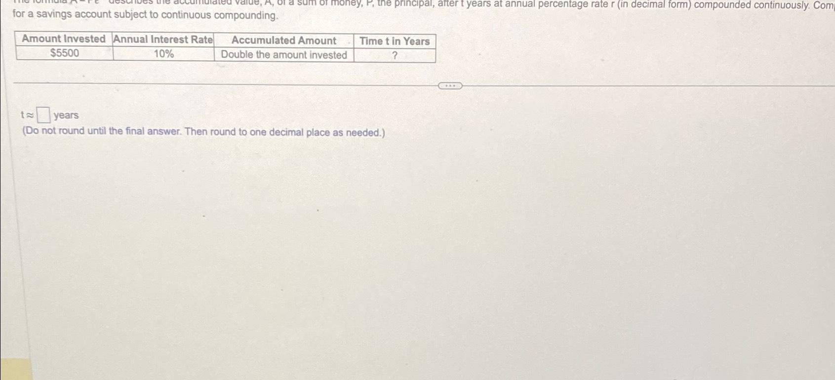 Solved for a savings account subject to continuous | Chegg.com
