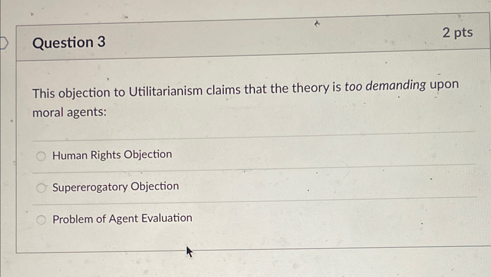 Solved Question 32 ﻿ptsThis objection to Utilitarianism | Chegg.com