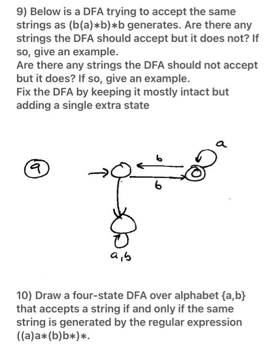 Solved 9 Below Is A Dfa Trying To Accept The Same Strings 3316