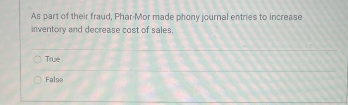 Solved As part of their fraud, Phar- Mor made phony journal | Chegg.com