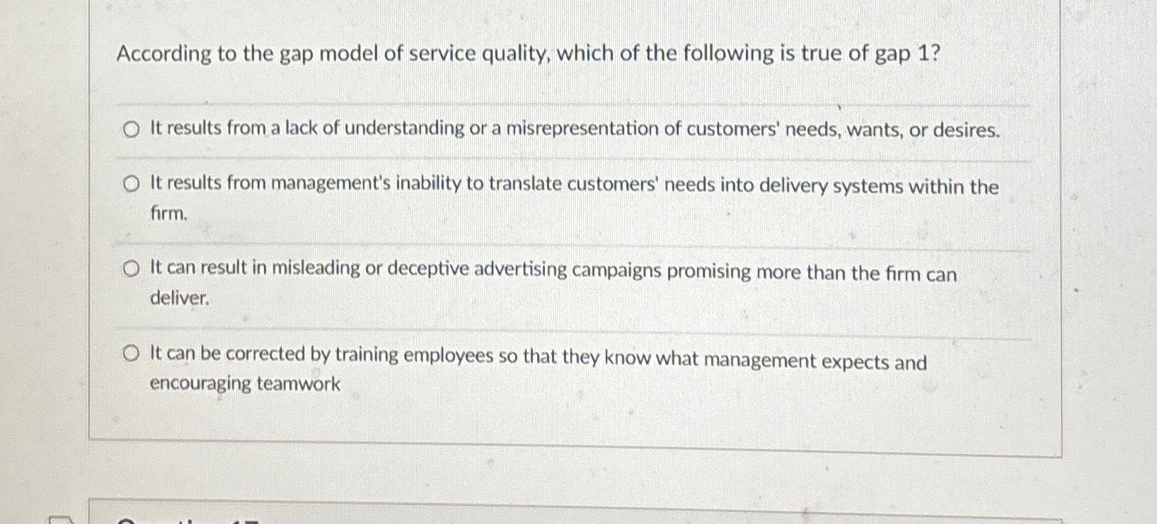 Solved According to the gap model of service quality, which | Chegg.com