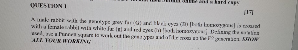 Solved QUESTION 1[17]A male rabbit with the genotype grey | Chegg.com